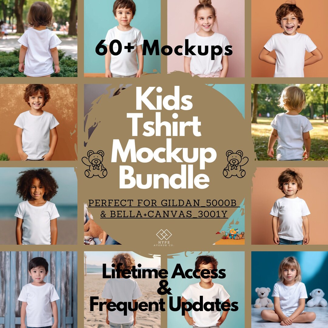 White Shirt Mockup Kids T Shirt Model, Bella Canvas 3001Y, Gildan 5000B ...
