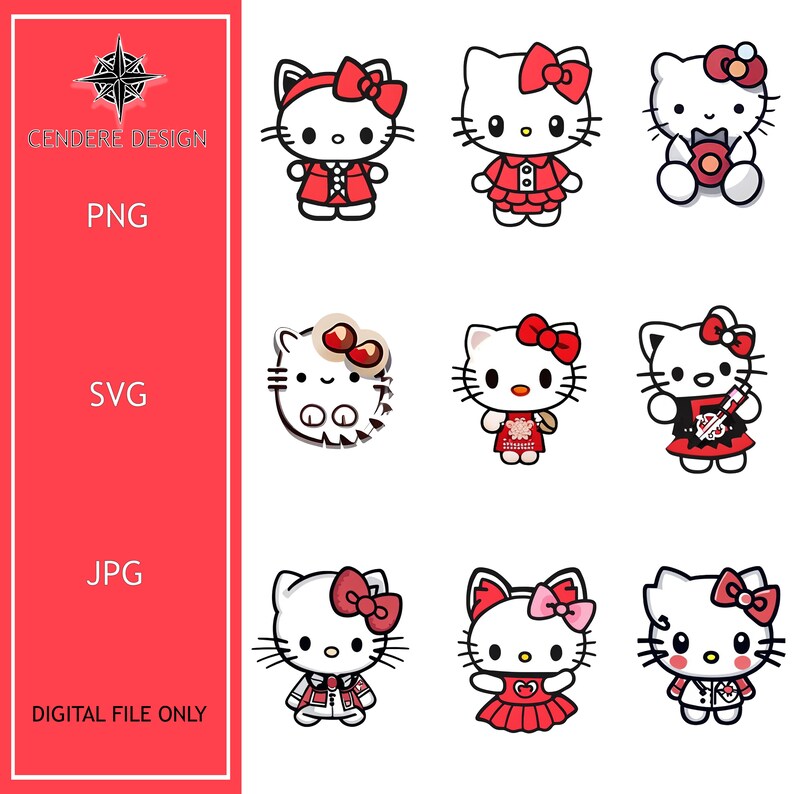 Hello Kitty Pngcute Cat Svgkawaii Kitty Svg Bundlesvg Cut - Etsy