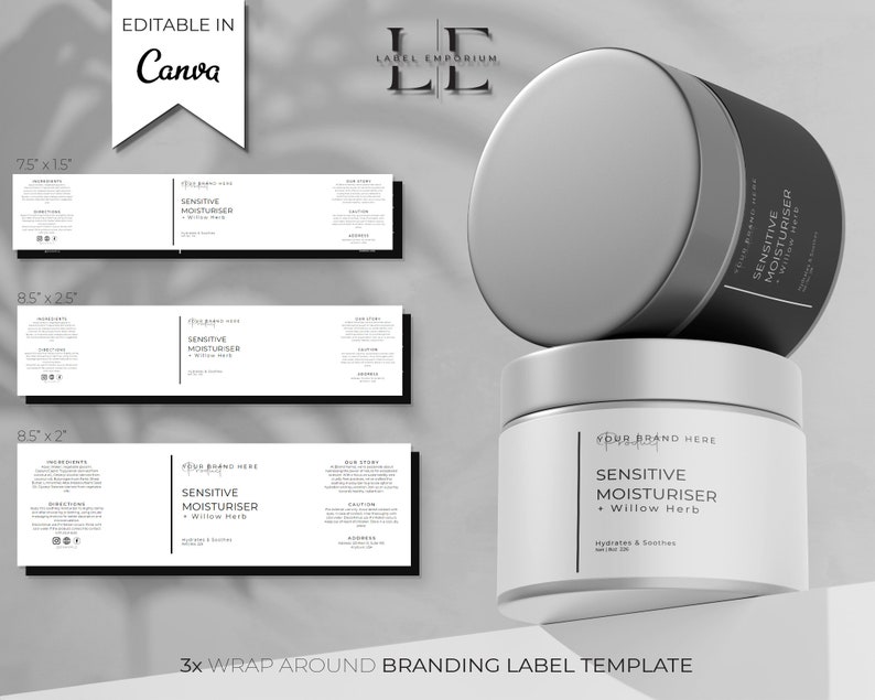 Customizable Skincare Label Template Minimalist Body Butter Jar Labels ...