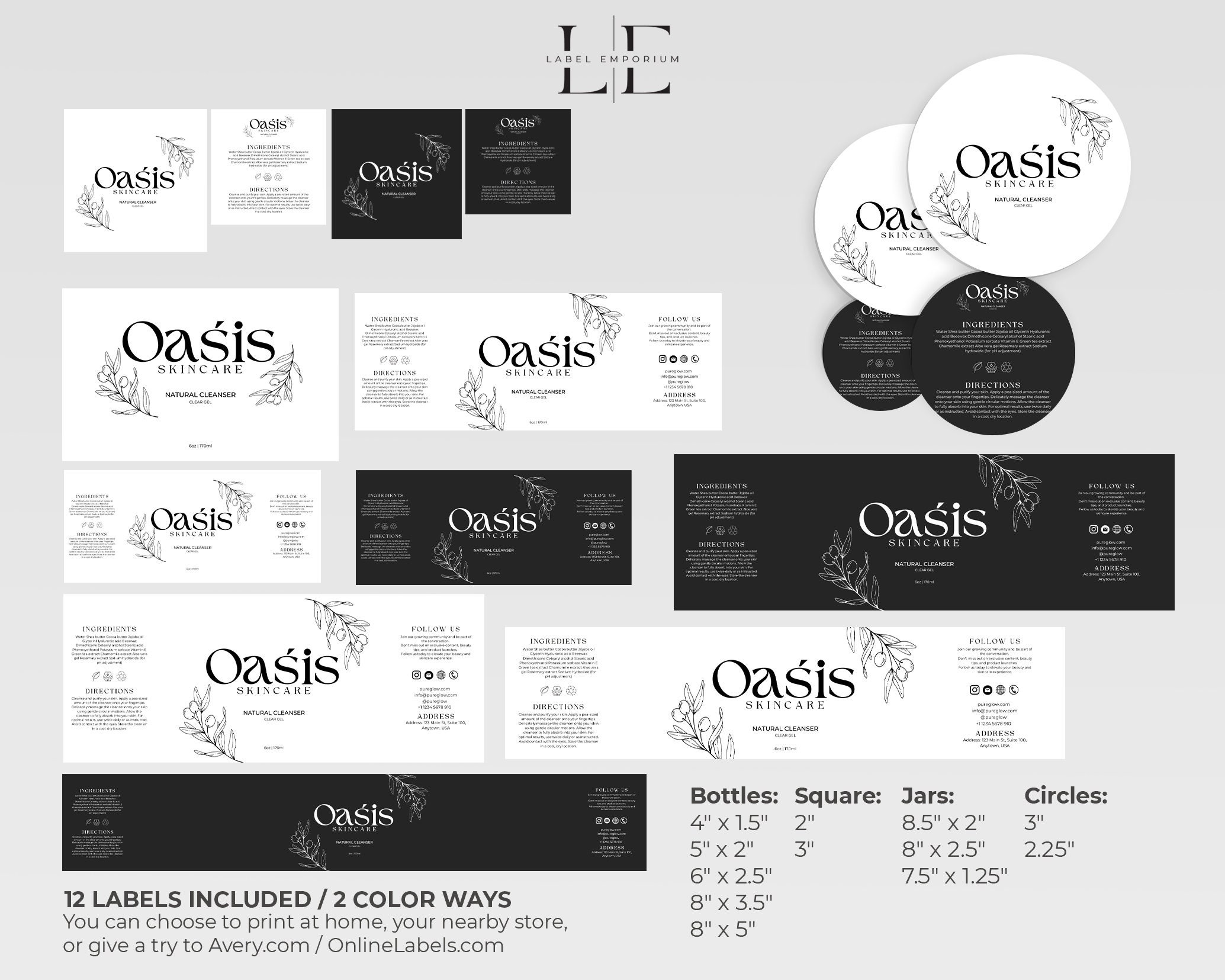Customizable Body Products Labels Printable Cosmetic Labels Minimal ...