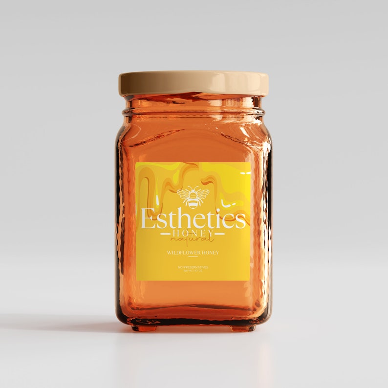 Premium Editable Honey Jar Labels: Customizable Bee-themed Stickers ...
