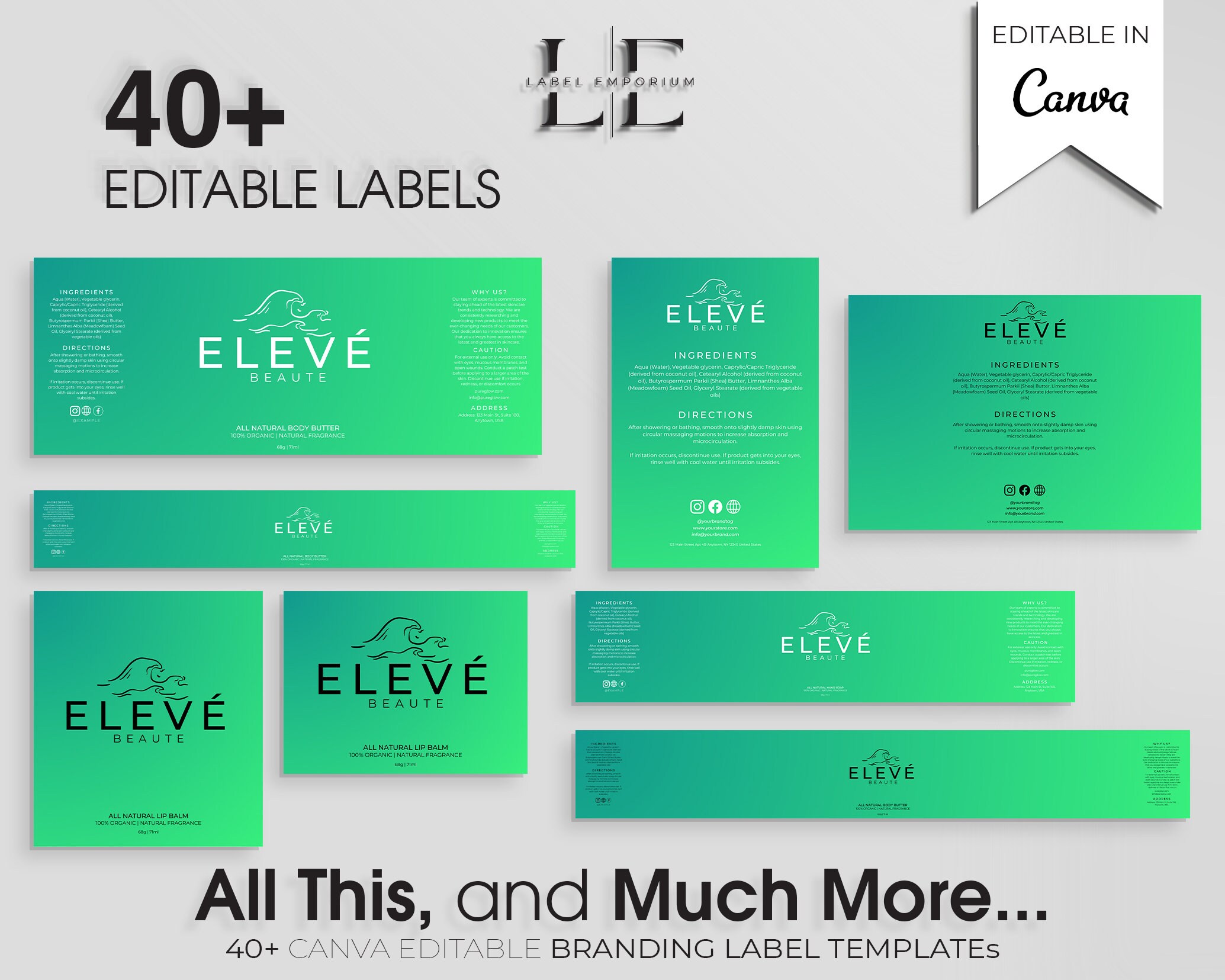 Editable Body Product Labels Bundle Skincare Labels Cosmetic Labels ...