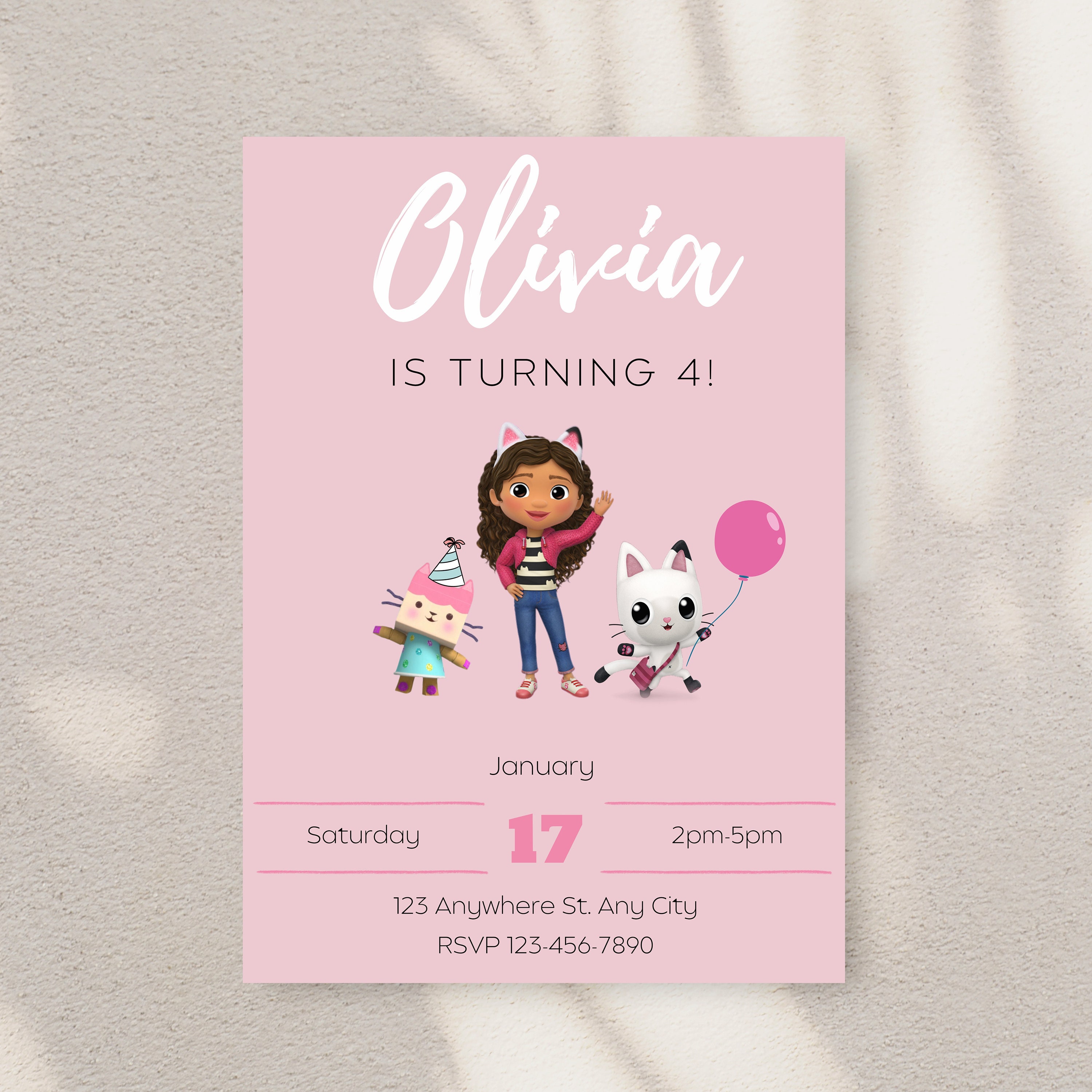 Editable Gabby Dollhouse Birthday Invitation Template | Gabby Dollhouse ...