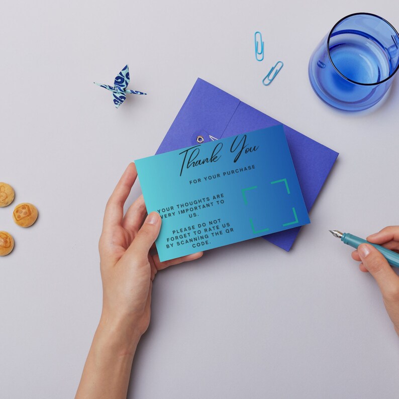 Thank You Card Template, Printable Editable in Canva QR Code Feedback ...