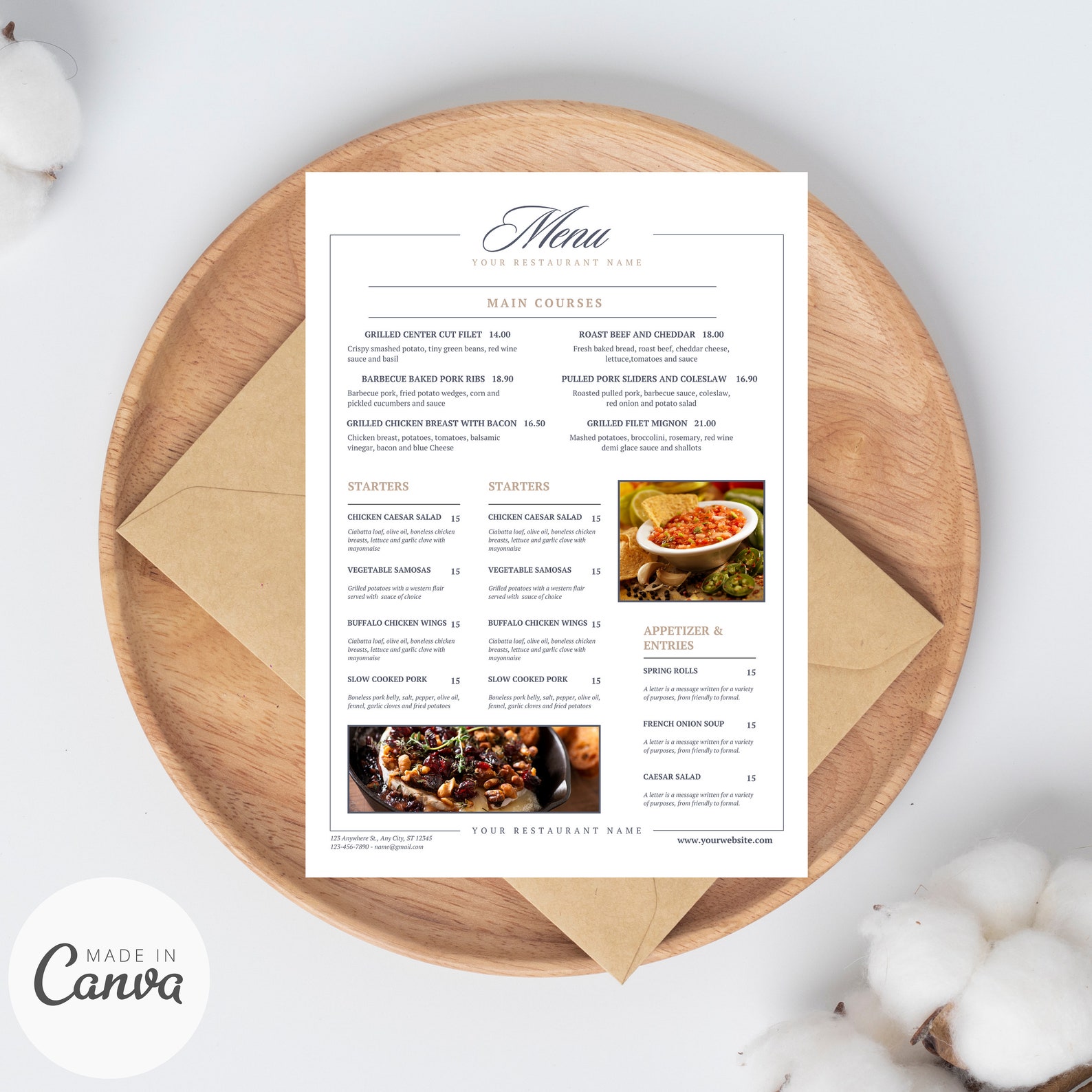 Restaurant Menu Template, Editable Menu Template, Minimalist Menu ...