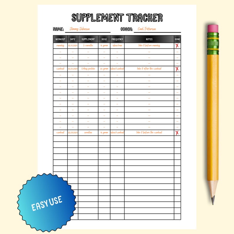 Printable Supplement Tracker | Digital Download | Printable Medication ...