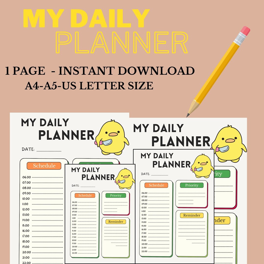 My Daily Planner, Printable, Daily to Do List, Hourly Planner ...