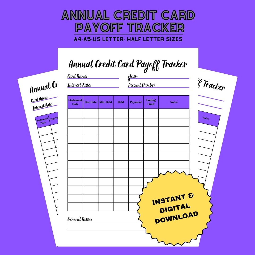 Credit Card Payoff Tracker, PDF, Credit Card Planner, Finance Budget ...