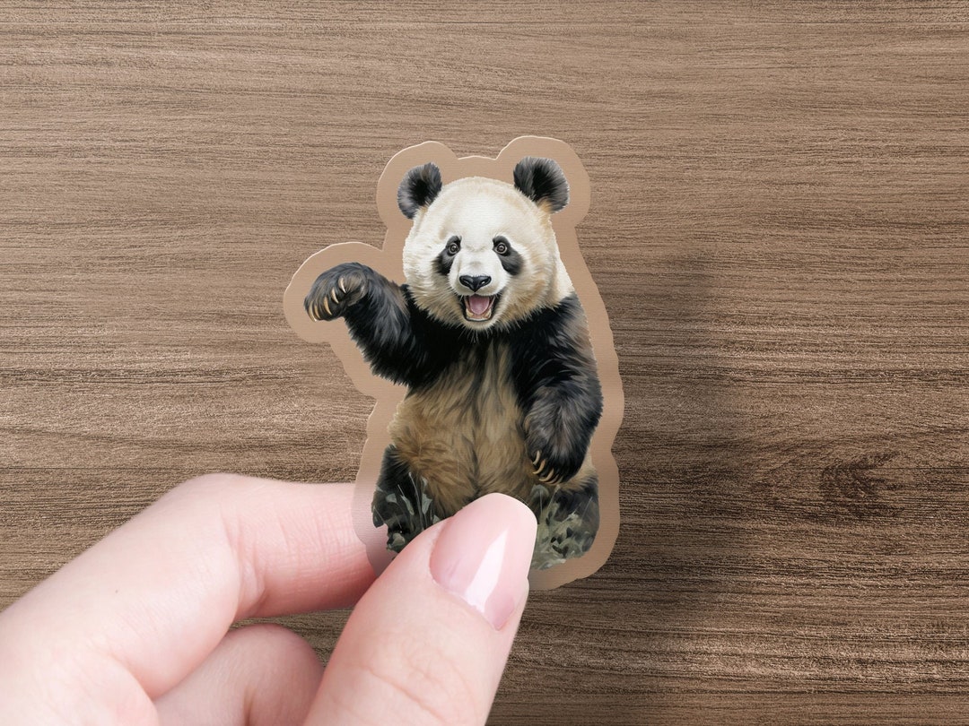 Waving Panda Bear Sticker Car Window Decal Laptop Decal - Etsy