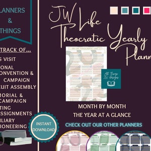 JW Yearly Event Calendar Year at a Glance Planner Stay Organized 12 ...