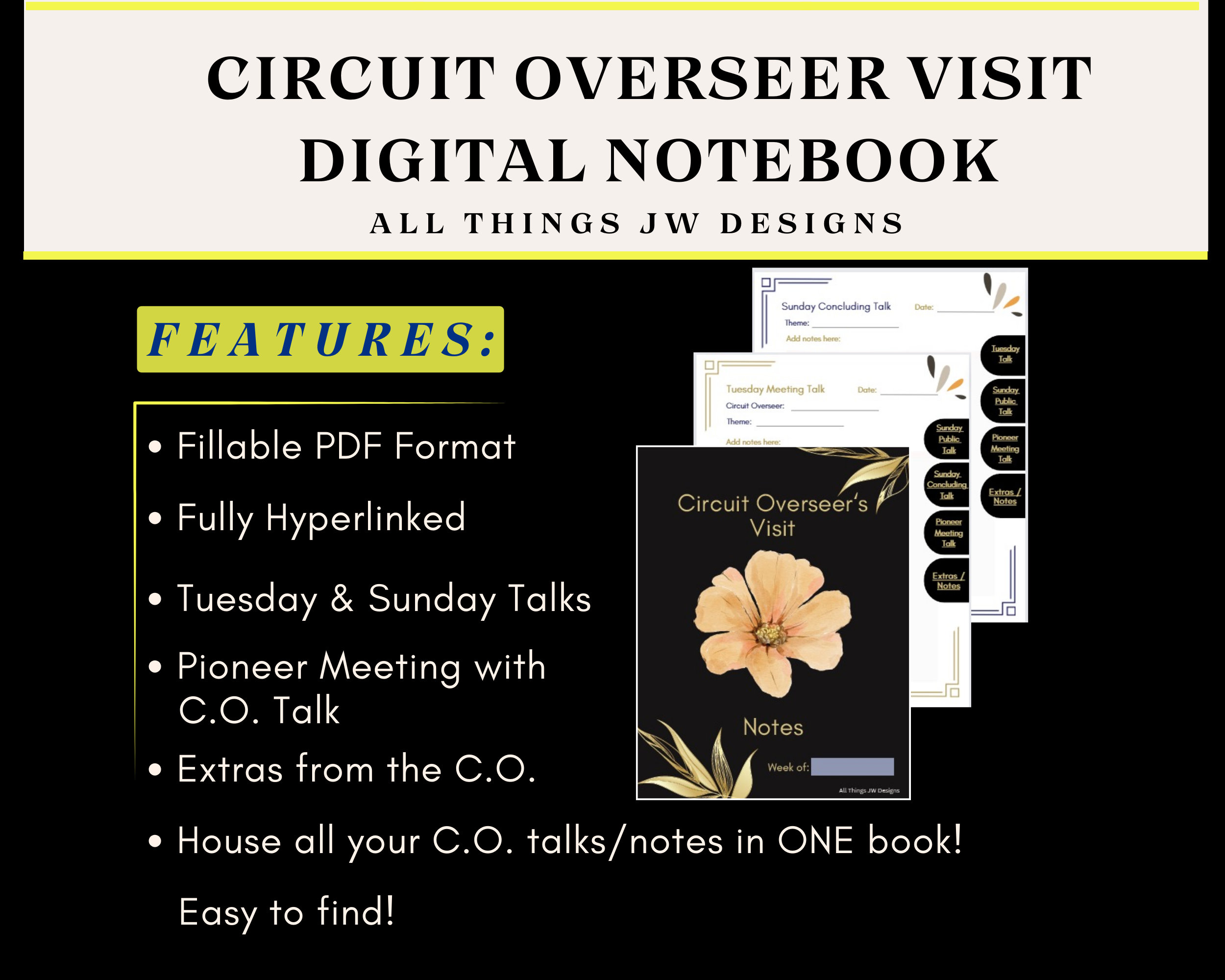 Circuit Overseer Digital Notebook Fillable Fully Hyperlinked PDF C.O ...