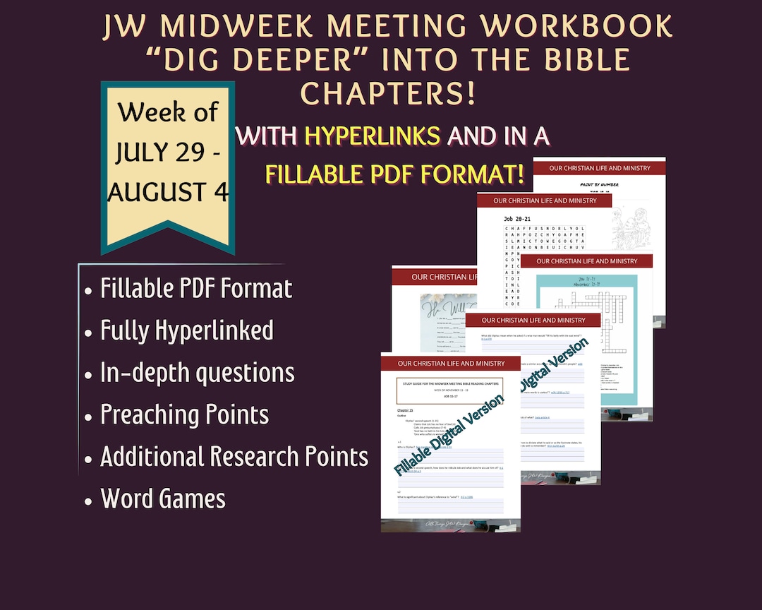 JUL 29-AUG4 OCLAM Weekly Midweek Meeting Study Aid, Meeting Worksheet ...