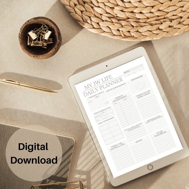 JW Printable Daily Planner AND 2024 Goal Tracker Bundle /productivity ...