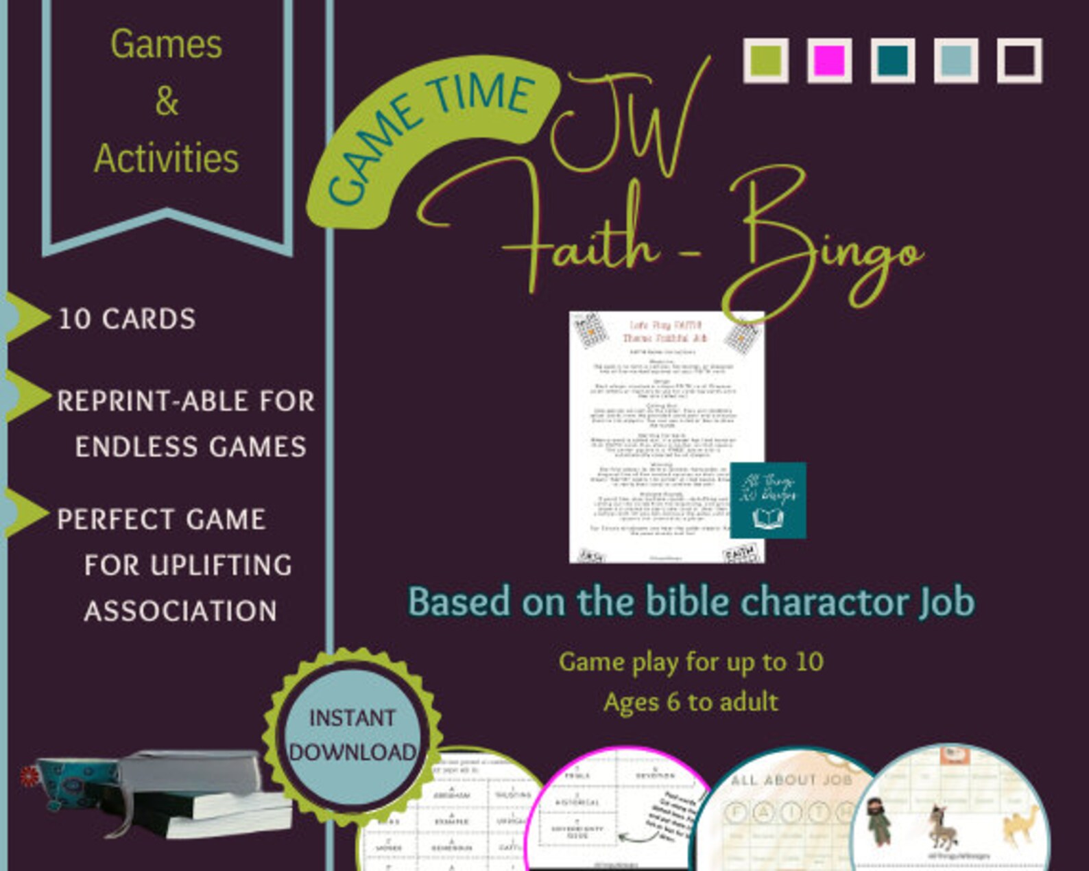 JW Family Game, Bible Character Bingo, Family Worship Game JW Kids ...