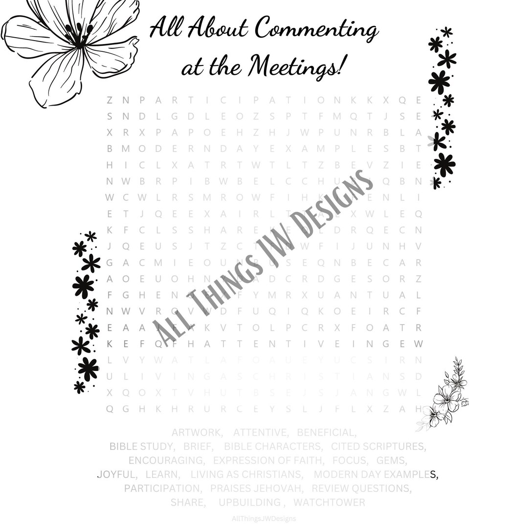 JW Word Find JW Printables Word Search Family Worship - Etsy