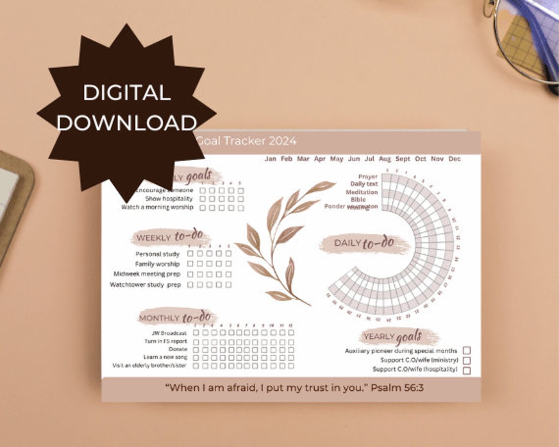 JW Printable Daily Planner AND 2024 Goal Tracker Bundle /productivity ...