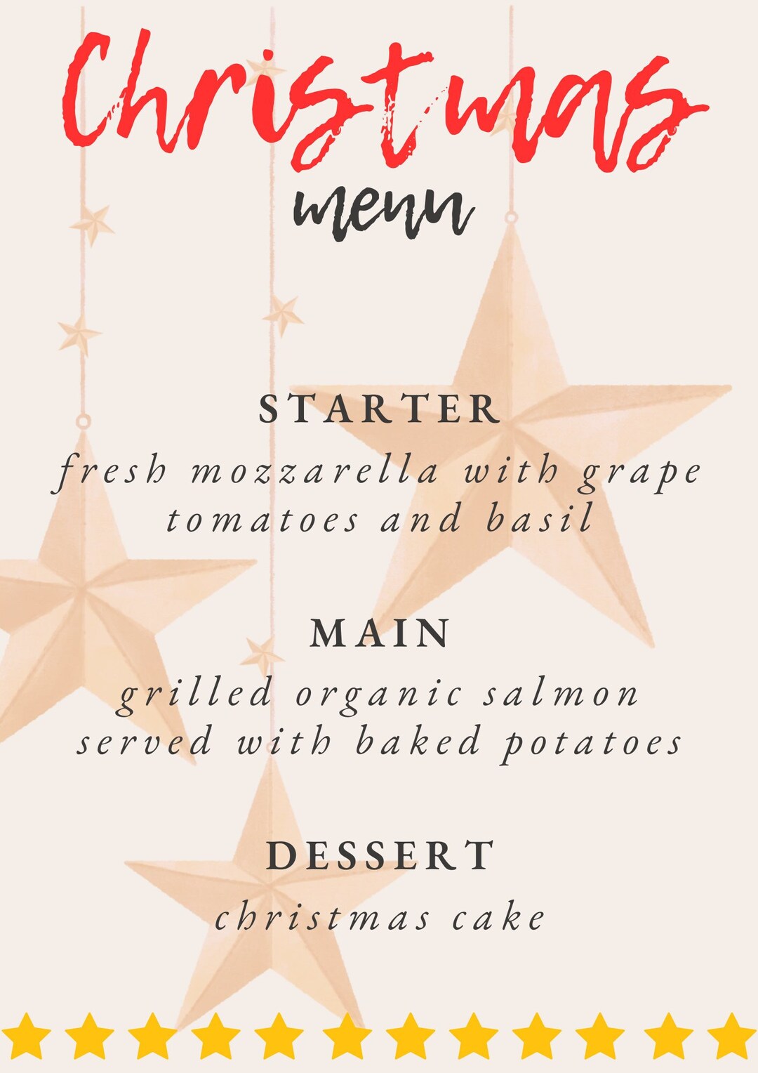 Editable Christmas Menu A4 Printable Dinner Party - Etsy