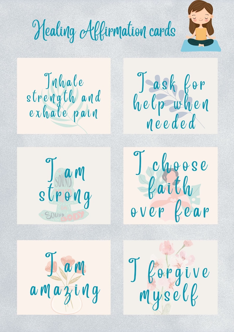 Healing Quotes Positive Affirmation Printable Cards for Gifts Instant ...