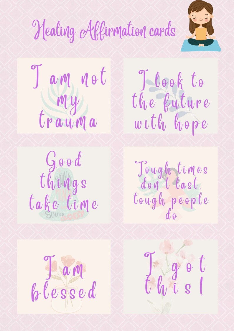 Healing Quotes Positive Affirmation Printable Cards for Gifts Instant ...