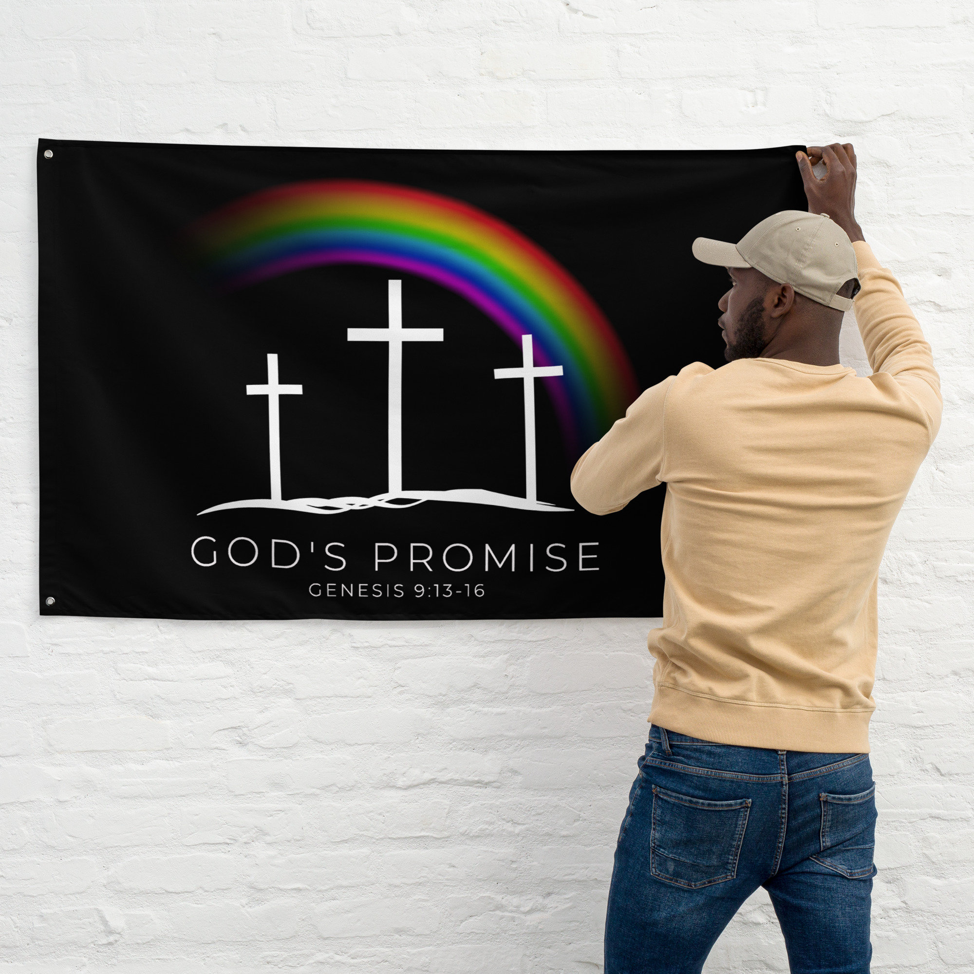 Christian Rainbow Flag, God's Promise, Jesus Loves Everyone, Scripture ...