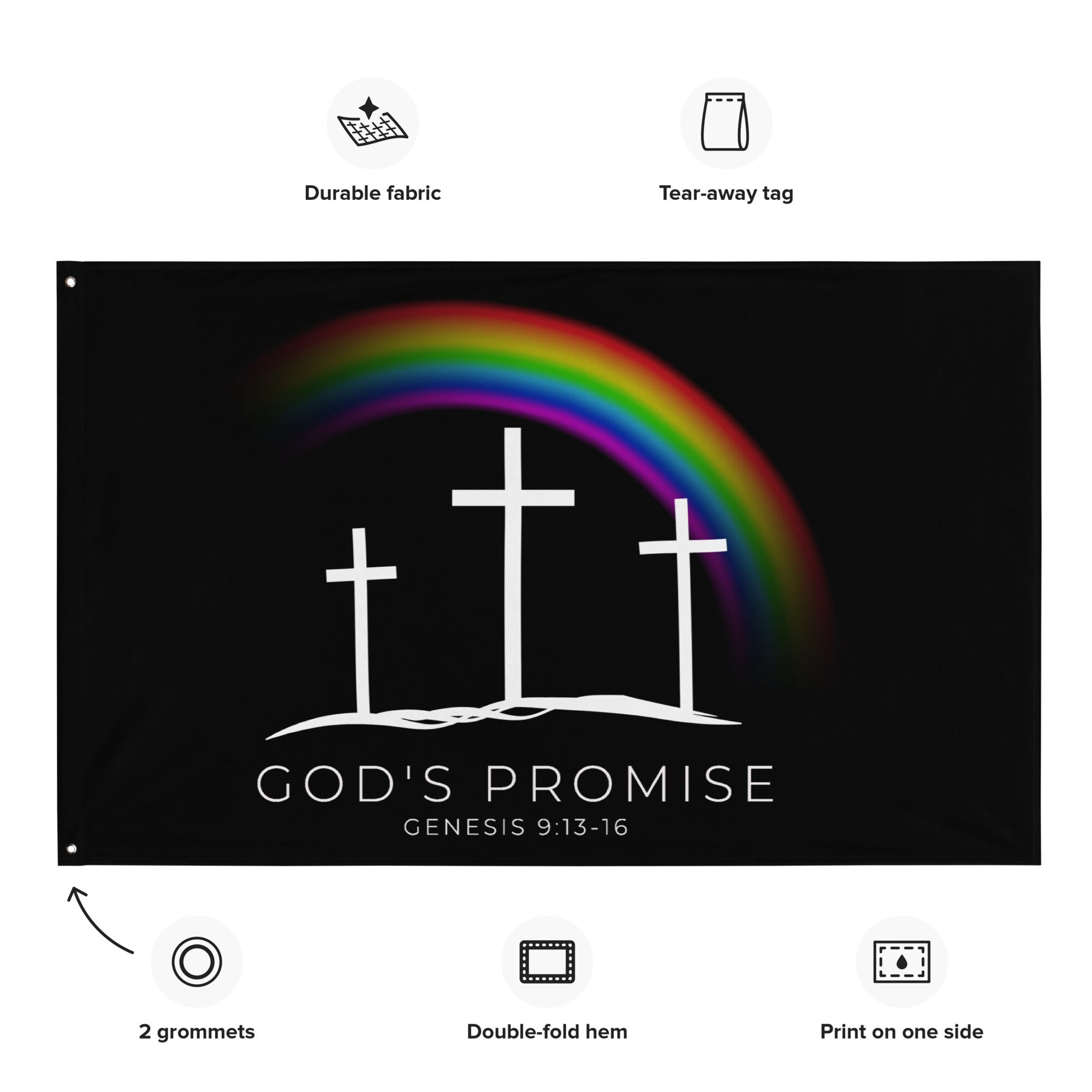 Christian Rainbow Flag, God's Promise, Jesus Loves Everyone, Scripture ...