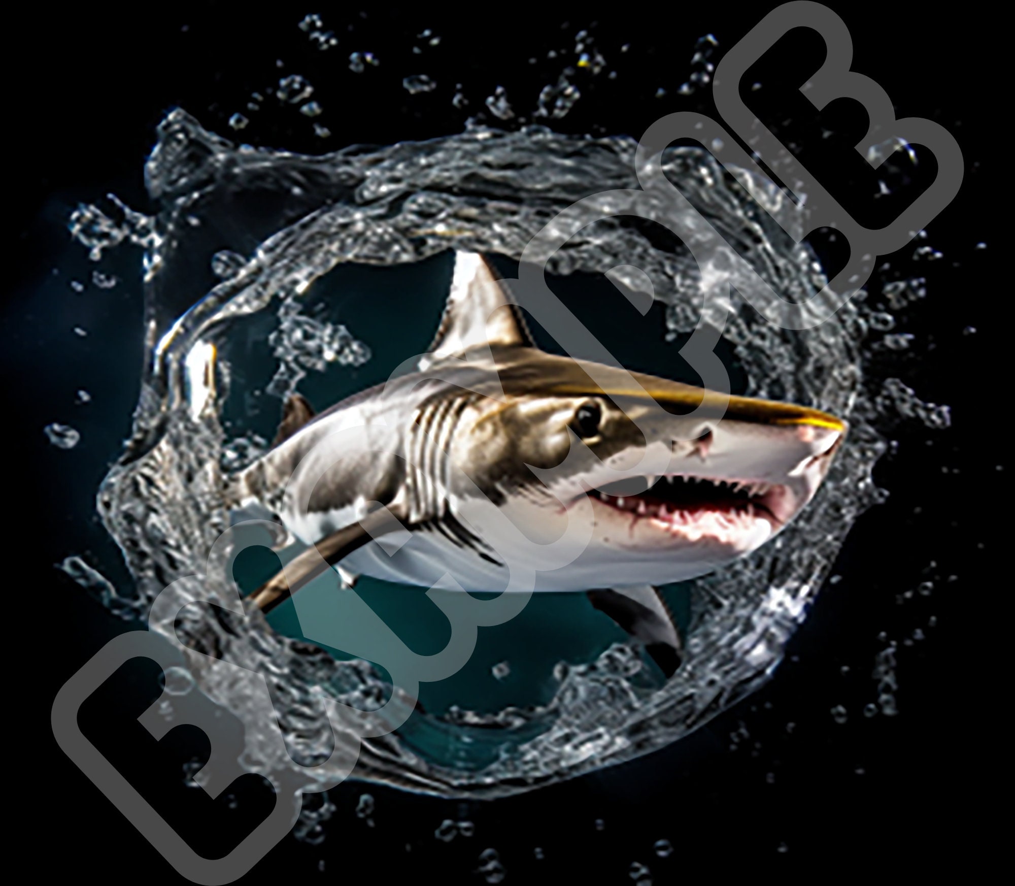 4 - 20oz 3D Shark Tumbler Wrap. PNG Files With Canva Template ...