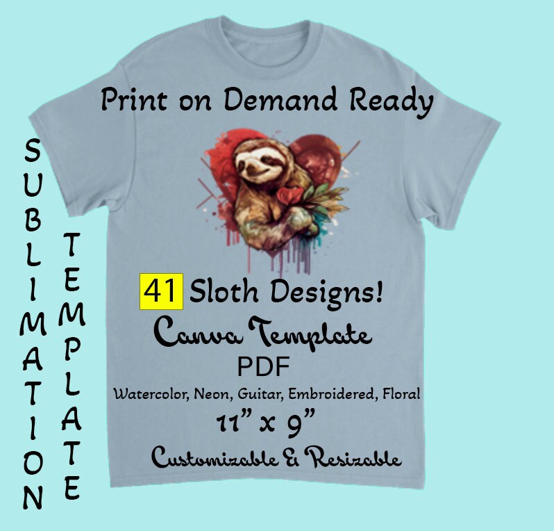 41 Sloth Designs Canva Template for Tumbler Wraps, Wall Art, T-shirt ...