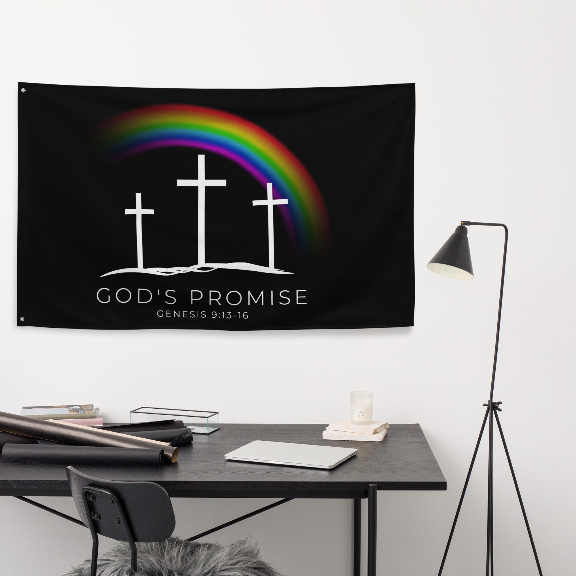 Christian Rainbow Flag, God's Promise, Jesus Loves Everyone, Scripture ...