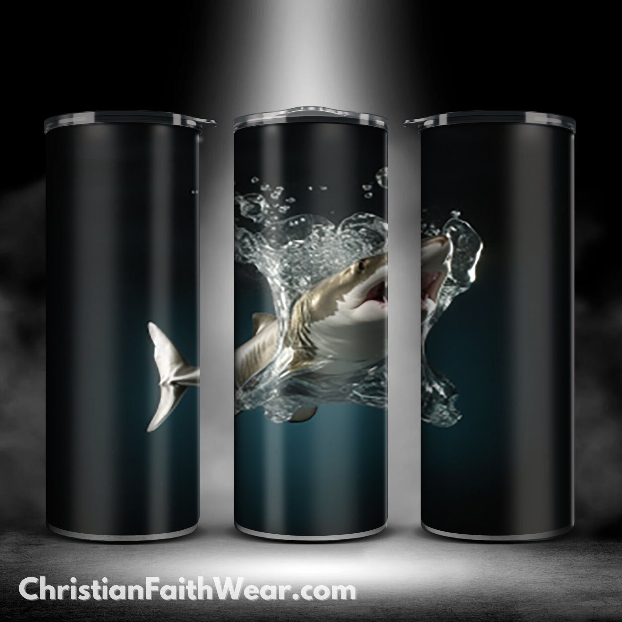 4 - 20oz 3D Shark Tumbler Wrap. PNG Files With Canva Template ...