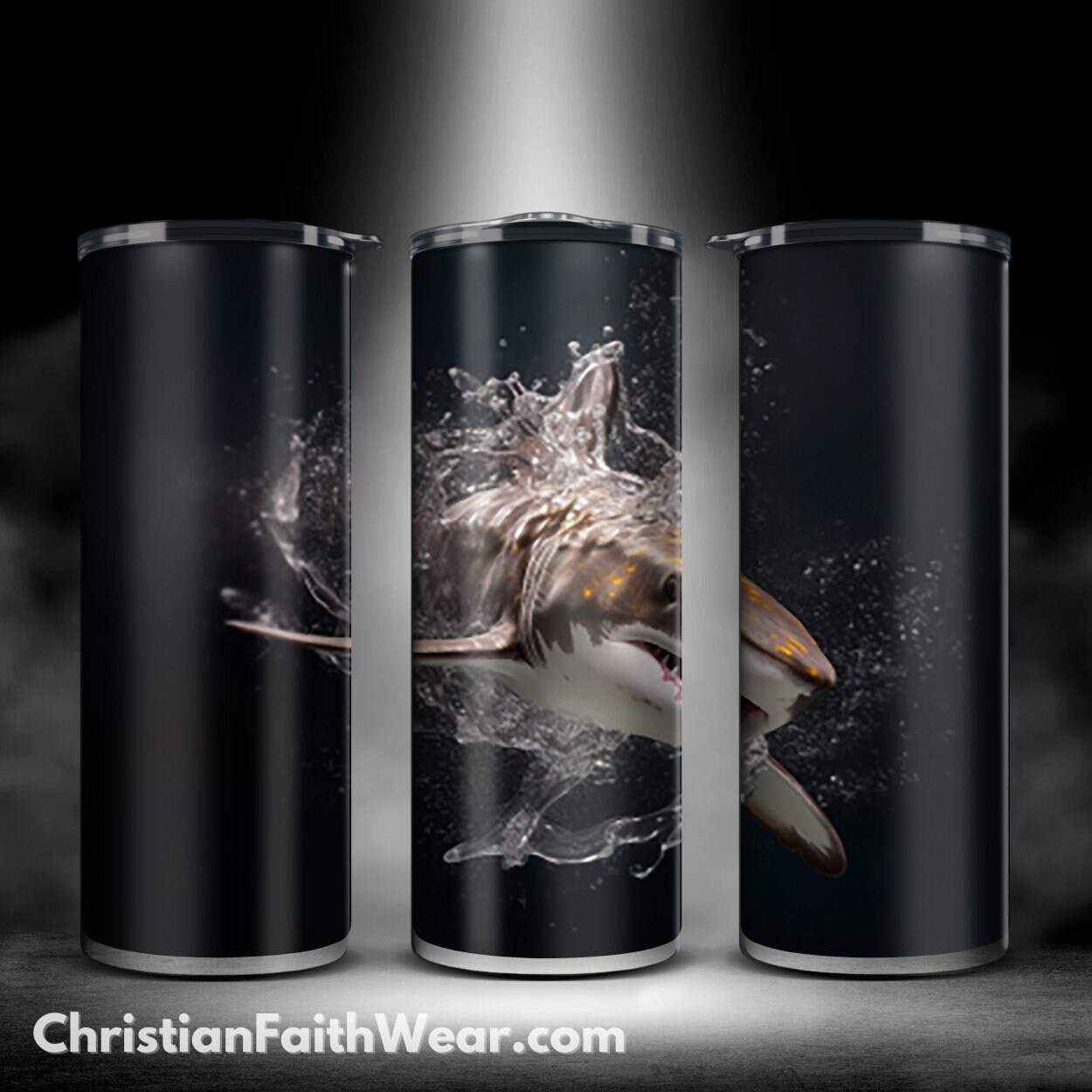 4 - 20oz 3D Shark Tumbler Wrap. PNG Files With Canva Template ...
