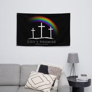 Christian Rainbow Flag, God's Promise (one Sided Print) Jesus Loves ...
