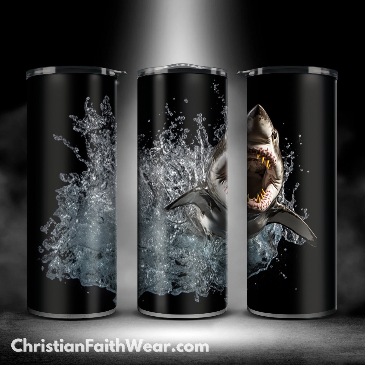 4 - 20oz 3D Shark Tumbler Wrap. PNG Files With Canva Template ...