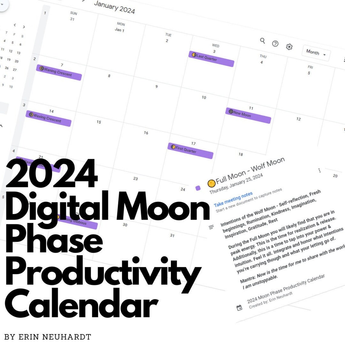 2024 Digital Moon Phase Productivity Calendar - Etsy