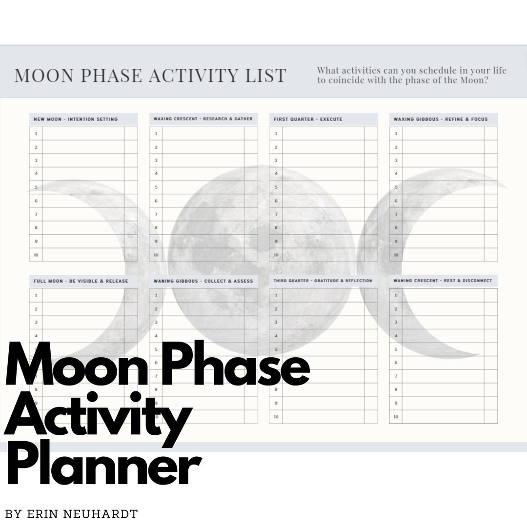 Digital Moon Phase Activity Planner - Etsy