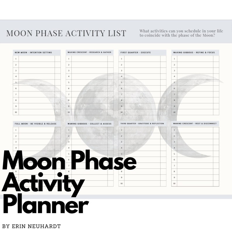 Digital Moon Phase Activity Planner - Etsy
