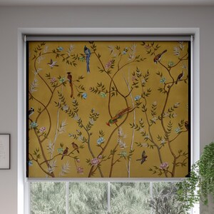 Yellow Window Blinds Custom Roller, French Door Personalized Shades ...