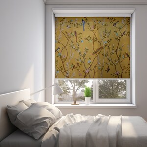 Yellow Window Blinds Custom Roller, French Door Personalized Shades ...