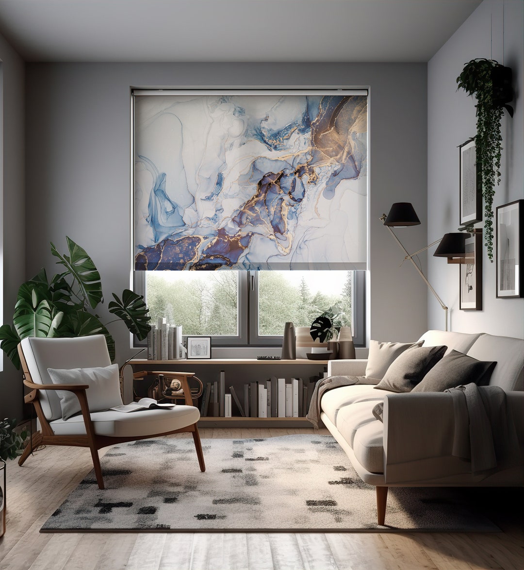 Luxury Marble Window Curtains for Living Room, Roll up Blinds for ...