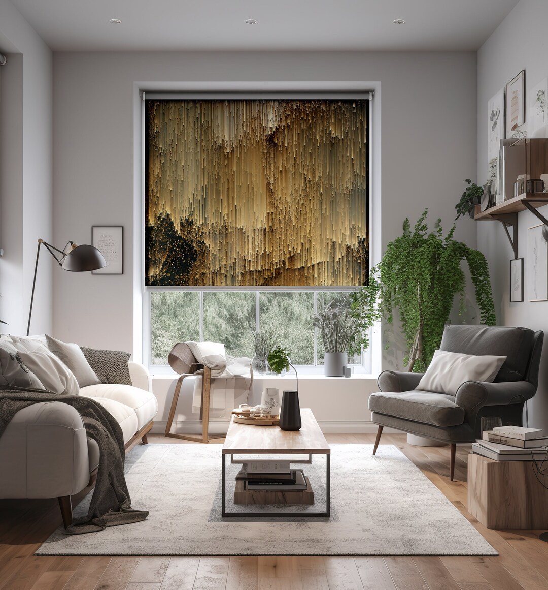 Scratched Gold Shades for Windows, Luxury Window Curtains, Window ...