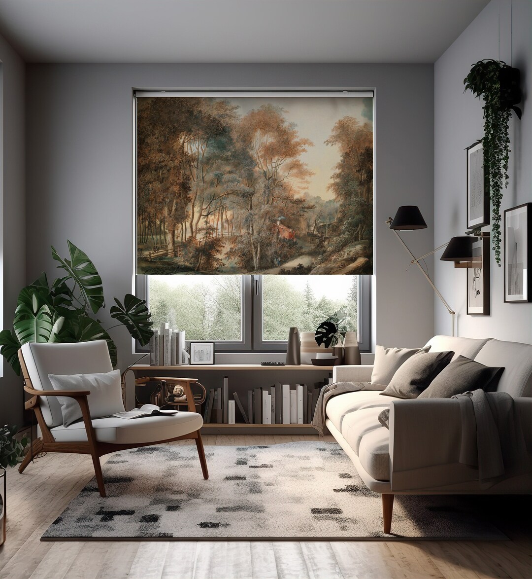 Landscape Custom Size Curtains Boho, Scenic Window Roller Shades for ...