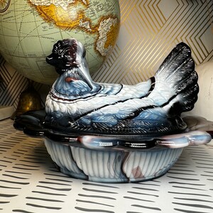 RARE MCM Vintage 1970s Mosser Glass Plum Purple Blue Slag Swirl Marble ...