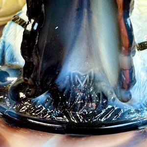 RARE MCM Vintage Mosser Glass Purple Blue Slag Swirl Marble Glass Split ...