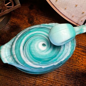Rare MCM Vintage Imperial Glass Slag Swirl Marble Jade Green Satin ...