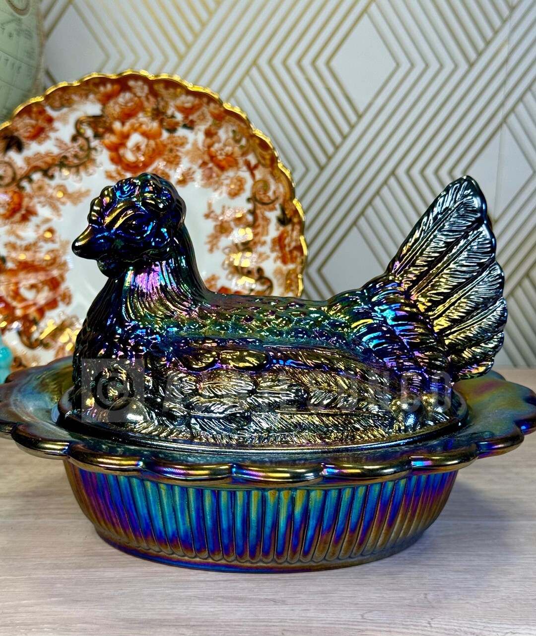 MCM Rare Vintage 1970’s Mosser Glass Black Amethyst Electric Blue ...