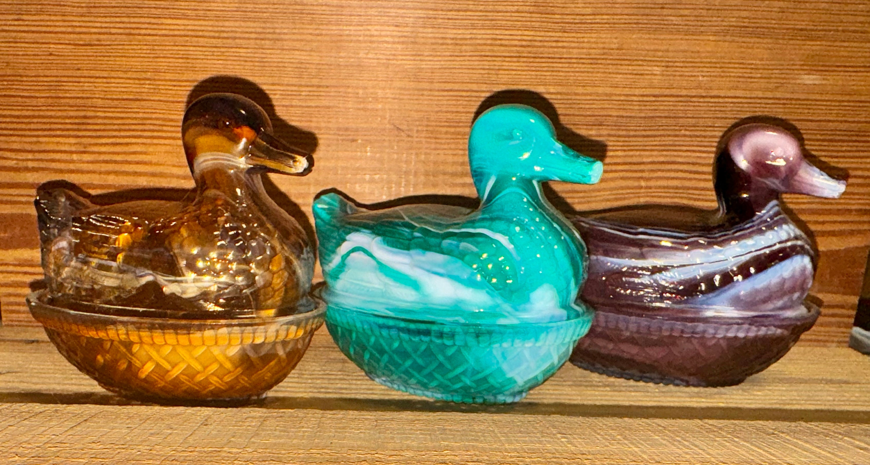 Rare MCM Lot of 3 Vintage Imperial Glass Slag Swirl Marble Brown Jade ...