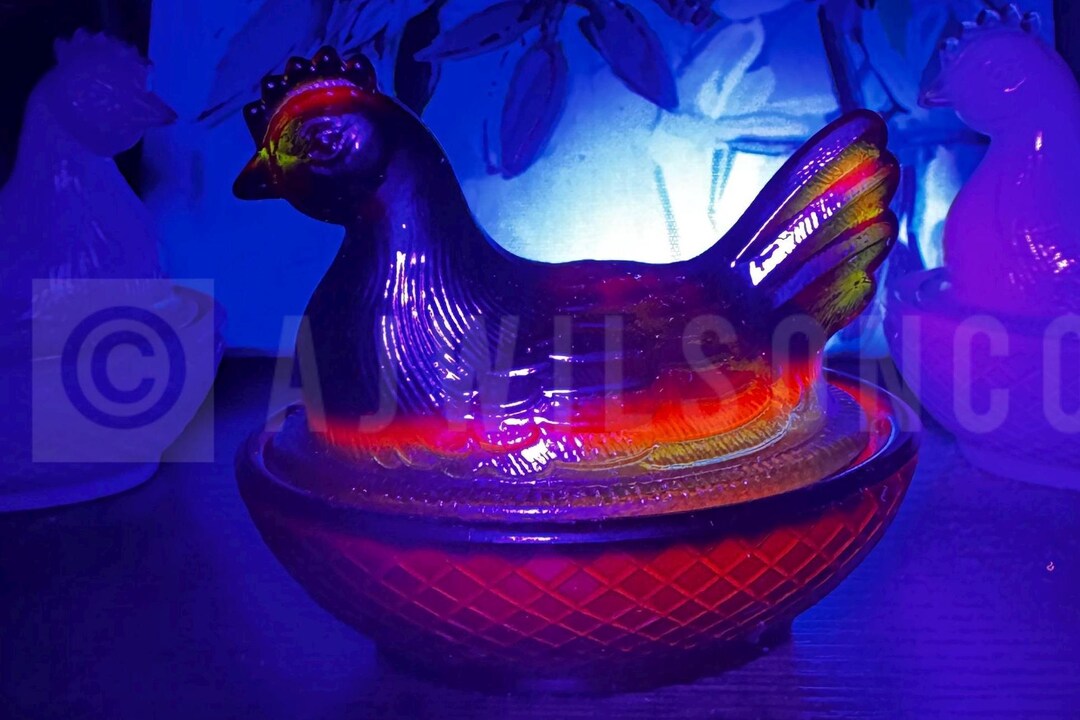 Rare Vintage Boyd’s Crystal Art Glass 3” Hen on Nest Rubina #19 Blue ...