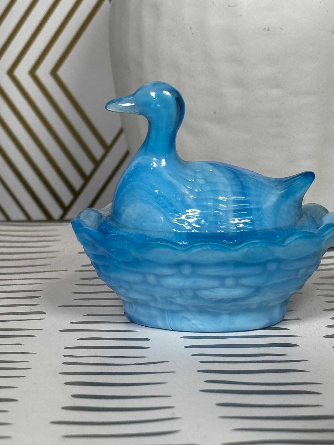 Vintage Boyd’s Crystal Art Glass Alpine Blue #34 Slag Swirl Marble ...