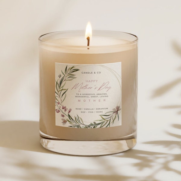Candle Label for Mothers Day - Etsy