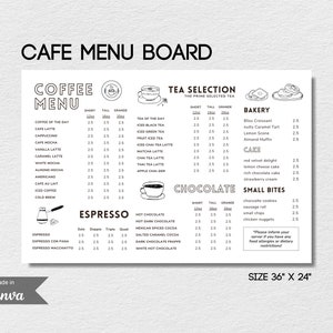 Minimal Cafe Menu Board Template Bundle, Editable Cafe Menu Template ...