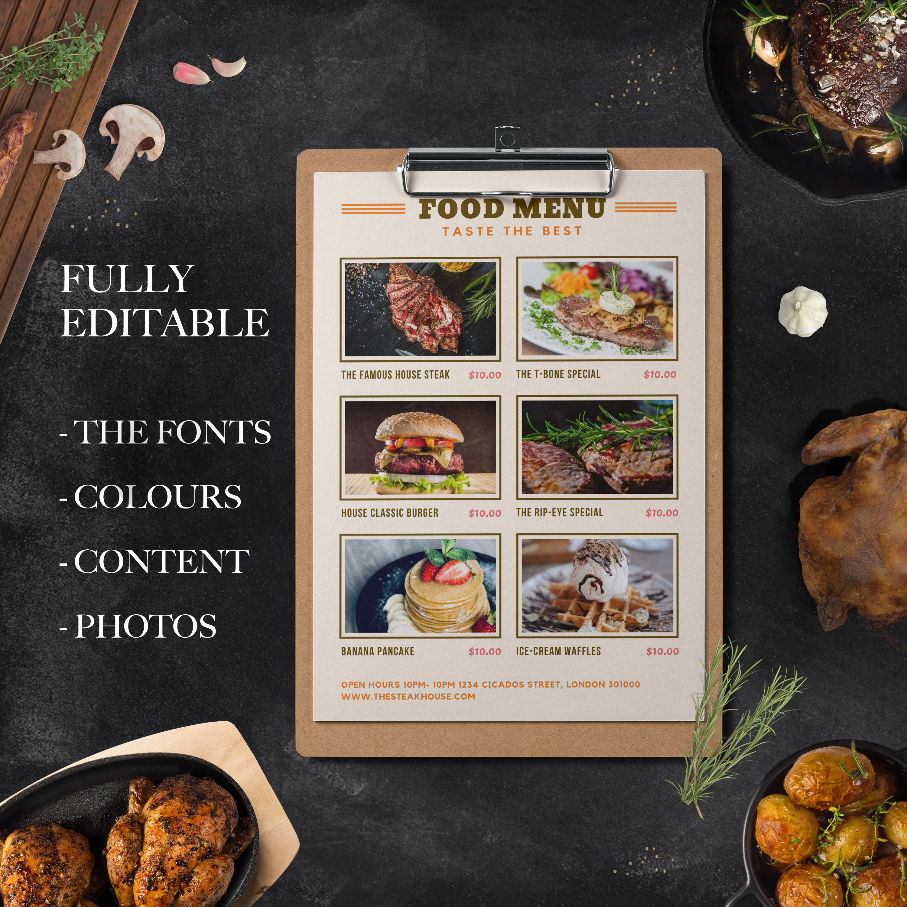 Modern Restaurant Menu Template Bundle, Editable Menu Template ...
